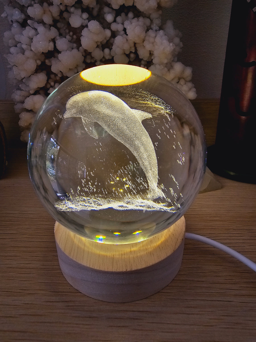 Glass Etched Sphere - Dolphin – Mystical Celebrations